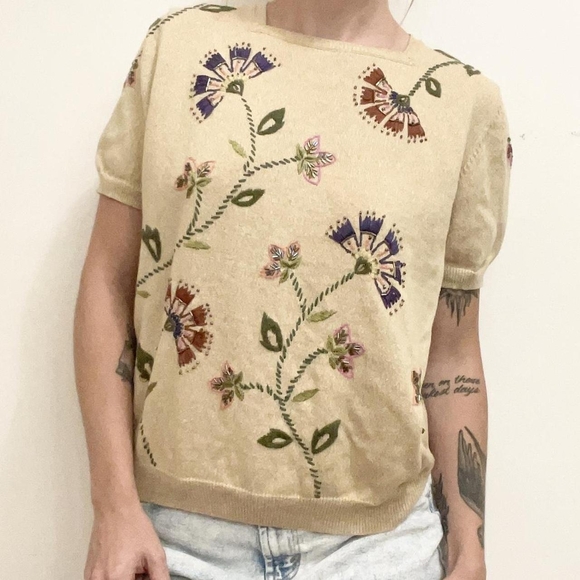 Alfred Dunner | Tops | Vintage Cottagecore Top With Floral Embroidery ...